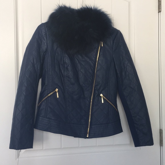 IMAN | Jackets & Coats | Blue Leather Iman Jacket | Poshmark